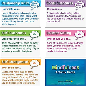 Mindfulness Activity Conversation Starter Cards for Kids- Behavior Help - Exercises to Build Emotional Resilience, Confidence, Positivity and Well-Being