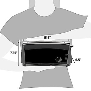 Elite Gourmet ECT4829B Long Slot 4 Slice Toaster, 6 Toast Settings Toaster Defrost, Reheat, Cancel Functions, Slide Out Crumb Tray, Extra Wide Slots for Bagels Waffles, Black