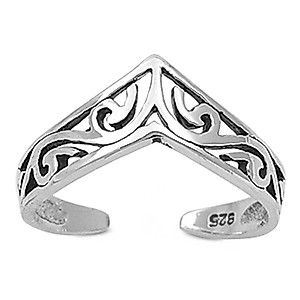 Chevron Filigree .925 Sterling Silver Toe Ring