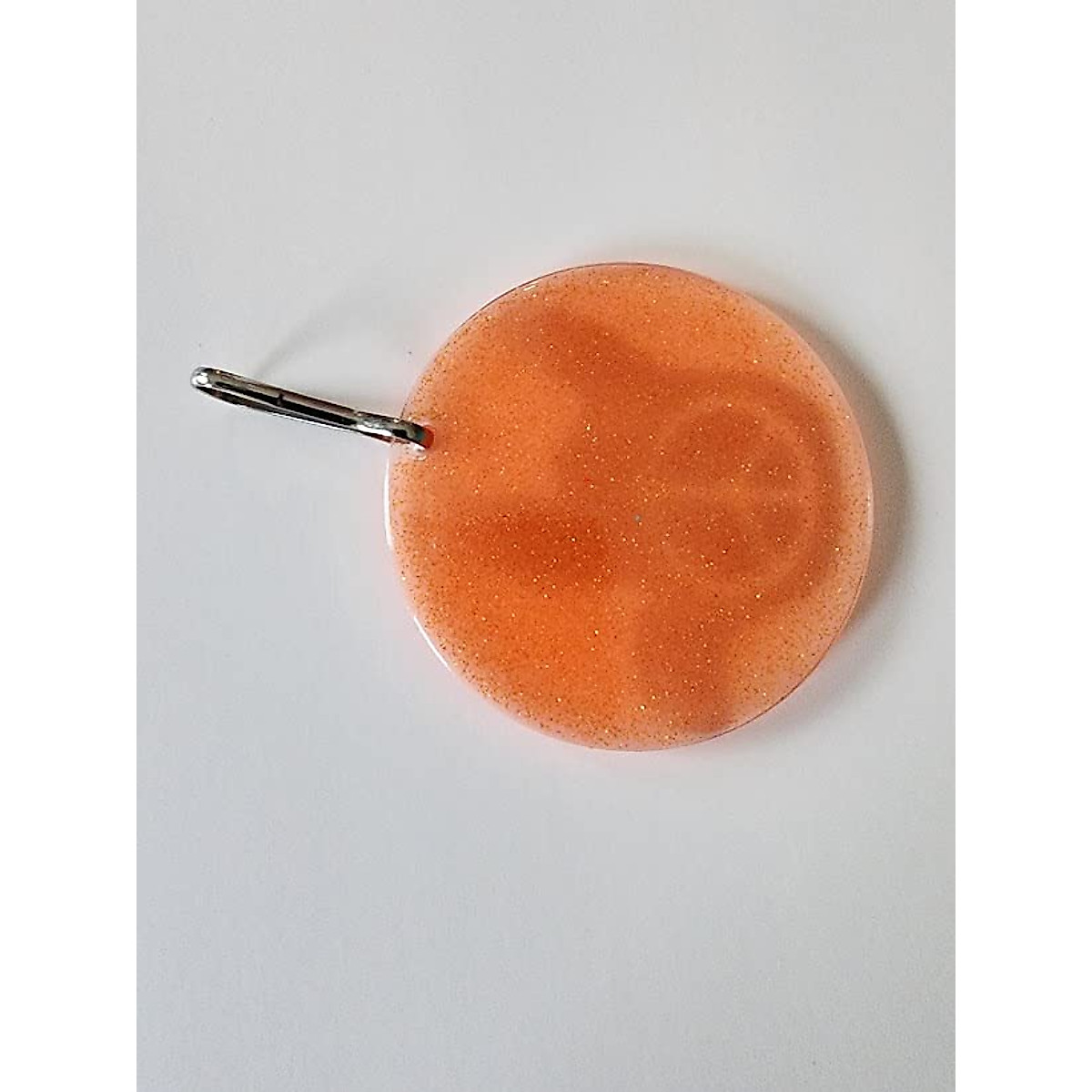 ORANGE FLOWER POWER PEACE & LOVE 2IN ROUND RESIN & ACRYLIC ZIPPER PULL BACKPACK CHARM - HANDMADE - FREE STANDARD SHIPPING