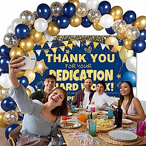 We Appreciate You Decorations Blue Gold We Appreciate You Banner with Balloons Arch Kit Thank You Backdrop for Teacher Employee Staff Doctors Nurse Poaster Volunteer Appreciation Week Party Decor