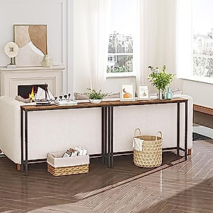 HOOBRO Console Table, Sofa Table with Support Bar, Hallway Entrance Table for Living Room, Entryway, Corridor, Sturdy, Easy Assembly, Wood Look Accent Table, Rustic Brown and Black BF751XG01