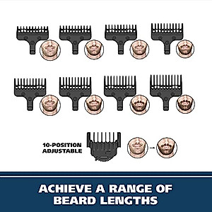 Wahl Stainless Steel Lithium-Ion Cordless Beard Trimmer for Men – Rechargeable All in One Men’s Trimmer with Rotary Ear & Nose Trimmer, & Detail Trimmer – Model 9818A