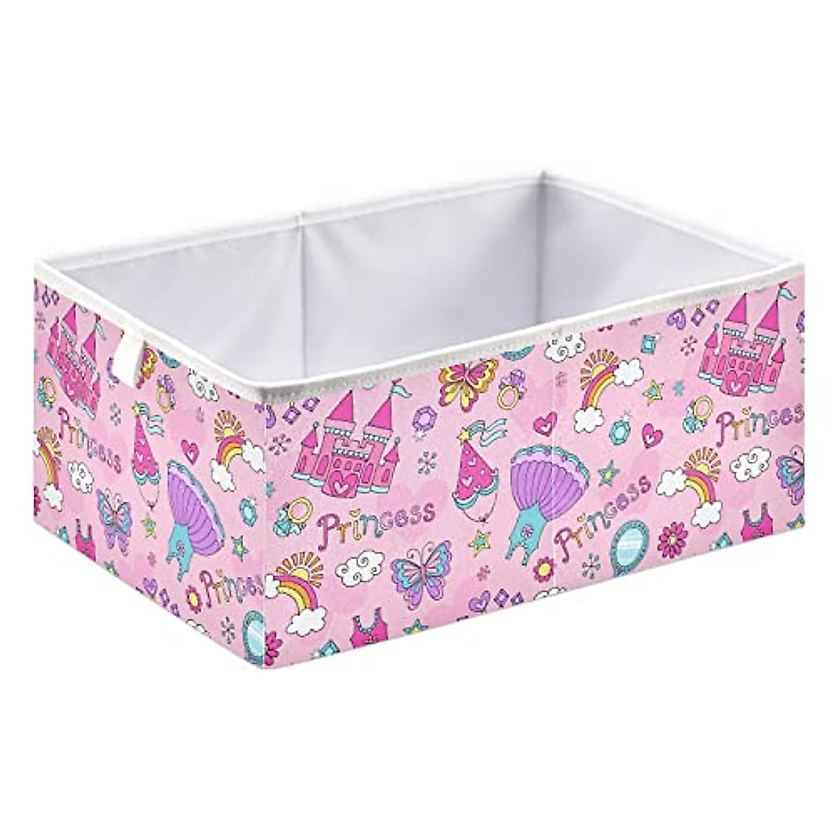 CaTaKu Cute Fantasy Pink Storage Baskets Large Rectangular Storage Bins Baskets for Organizing Fabric Collapsible Storage Organizer for Shelves