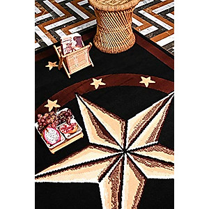 Furnish my Place 625 Star Black Texas Western Star Decor Cowboy Area Rug, Stain Resistant Mat, Latex Backed Rugs, Black (2'x8')