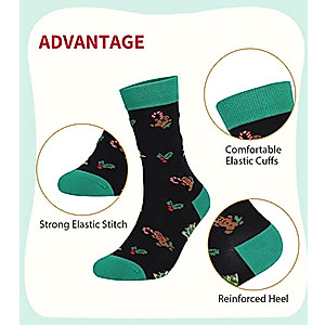 Velivn 6 Pairs Christmas Socks for Men Women Boys Girls, Funny Novelty Unisex Cozy Cotton Crew Socks Set for Xmas Holiday Gifts