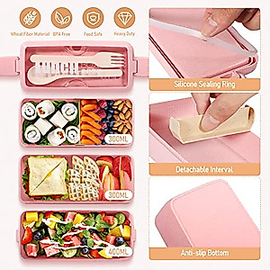 Unicorn Kids Girls Bento Box with Lunch Accessories & Bag, Lunchbox Set with Food Picks, Water Bottle & Dressing Containers, Kawaii Pink Japanese Salad Snack Bento Box for Toddler to School(Pink)