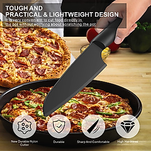 AILUROPODA Nylon Knife | 2 PCS Nylon Knife for Nonstick Pans | Nylon Knife Set for Cutting Fruits, Veggies and Bread Black