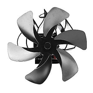 6 Blade Wood Stove Fan Heat Powered Hanging Stove Fan Silent Flue Pipe Fireplace Fan for Wall Mount (Black)