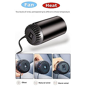 12V Portable Car Heater 150W Windshied Heater for Car Car Heater That Plugs into Cigarette Lighter  Car Defroste De-icers Fast Heating & Cooling Fan  with Suction Holder,1 Pack,Gray