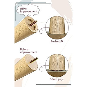 GOSCHE Round Solid Wood Furniture Legs Sofa Legs 6 inch, Natural Wooden Couch Legs, Replacement Legs for Armchair, Cabinet, Chair, Mid Century Modern Dresser Or Home DIY Projects Bun Feet