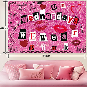 Hot Rose Pink Lips Banner On Wednesdays We Wear Pink Burn Book Pink Girls TV Show Themed Decor Bridal Shower Wedding Night Out Hen Movie Party Supplies