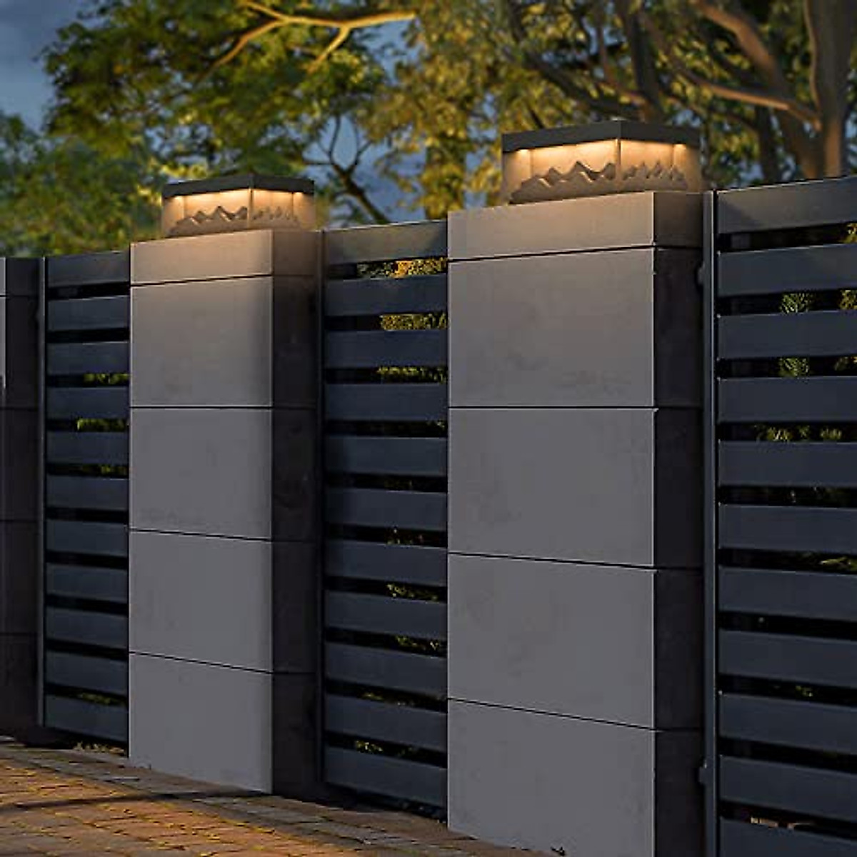 JSBDPHW Solar Pillar Lamp Outdoor Waterproof Lawn Light Metal Square LED Post Light Villa Fence Column Light Acrylic Lamp Shade Garden Gate Base Light