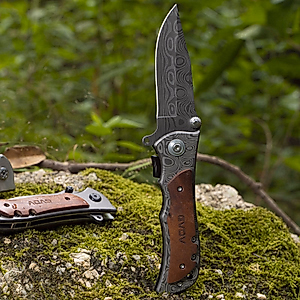 GVDV Utility Pocket Knife + Pocket Knife with Wood Handle, Tactical Hunting Camping Survival Knife for Men Women Kids