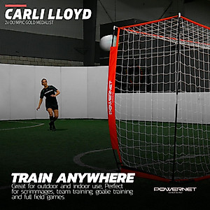 PowerNet Carli Lloyd Soccer Goal | Portable Net Collapsible Metal Base | Quick Setup Ultra Portable | Full Size Framed Soccer Goal | 1 Goal + 1 Carry Bag (12X6 FT)
