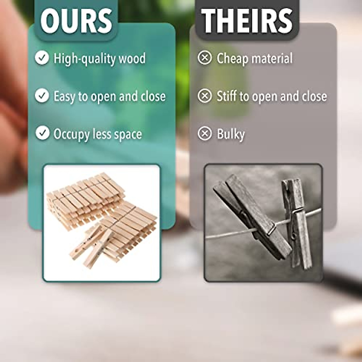 Mr. Pen- Wooden Clothes Pins, Natural Wood, 50 Pack, 2.9 Inch, Rust Resistant Clothes Pins Wooden, Clothes Pins for Classroom, Clothes Pins for Crafts, Large Clothes Pins Wood, Wooden Clothespins