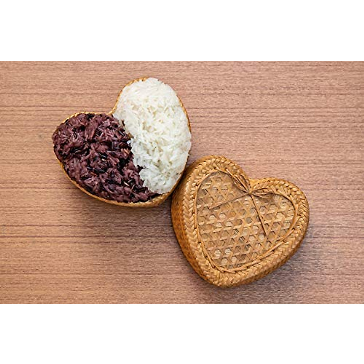 WD- Thai Kra-tip Sticky Rice Heart shape Bamboo Basket Handmade Steamers Cookware-4 inch for Home,restaurant or Cookware -collecting things.