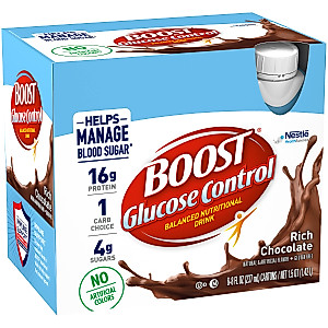 BOOST Glucose Control Balanced Nutritional Drink, Rich Chocolate, Helps Manage Blood Sugar with No Artificial Colors, 8 FL OZ Bottles, 6 CT (Pack of 1)
