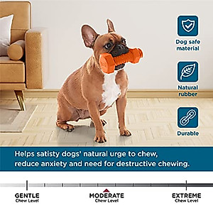 BLACK+DECKER Squeaker Dog Chew Toy Durable Teeth-Cleaning,Tough Almost Indestructible for Small, Medium & Large Dogs, Interactive & Tough Non-Toxic Natural Rubber Chew Toys, 6.5" Rubber Bolt, Orange