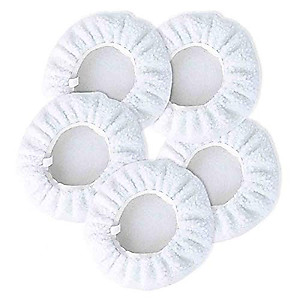 ZYTC Car Polishing Waxing Sleeve Woolen Polisher Pad Bonnet Microfiber Waxer Pad Soft Pack of 5 (Wool White, 9"-10")