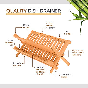 Bambüsi Bamboo Dish Drying Rack and Utensil Drying Caddy