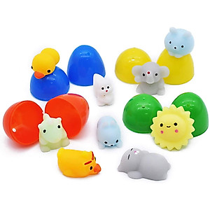 JOYIN 48 Mochi Squishy Toy Prefilled Easter Eggs, Kawaii Stress Reliever Squishy Toys Inside for Easter Theme Party Favor, Easter Eggs Hunt, Basket Filler, Classroom Prize Supplies