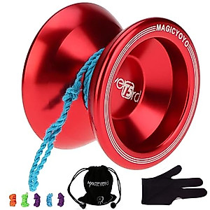 Magicyoyo Metal T5 Overlord Professional Unresponsive Yoyo, Alloy Yoyo with 5 YoYo Strings, YoYo Bag, Glove (Red)