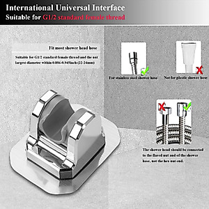 Shower Head Holder Adhesive Adjustable Handheld Shower Wand Holder No Drilling Wall Mount Bracket (Silver) (Shower Head Holder)