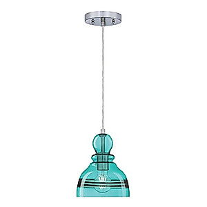 Westinghouse Lighting 6118900 Fiona Traditional One-Light Indoor Mini Pendant Light, Brushed Nickel Finish, Turquoise Glass,Blue