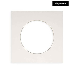 16x16 Mat Bevel Cut for 12x12 Photos - Precut White Circle Shaped Photo Mat Board Opening - Acid Free Matte to Protect Your Pictures - Bevel Cut for Family Photos, Pack of 1 Matboard