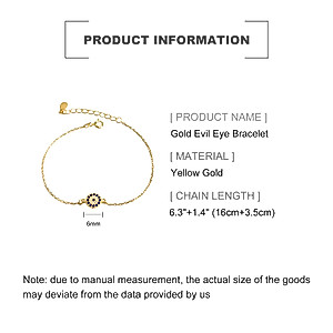 PAENENPH 14K Gold Moissanite Evil Eye Bracelet, Evil Eye Charm Guardian Bracelet, Fashion Christmas Jewelry Gift (Yellow, 14K)