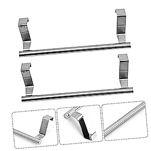 HOOTNEE 2pcs Stainless Steel Towel Rack Cabinet Door Towel Holder Kitchen Hand Towel Holder Nail- Hanging Pole Over The Door Tea Towel Holder Multi Purpose Hanger Towel Hanger Silver
