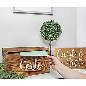 Darware Wooden Wedding Card Box for Receptions (Brown), Rustic Farmhouse Wood Decorative Card Receiving Box for Birthdays, Showers, Graduations and More