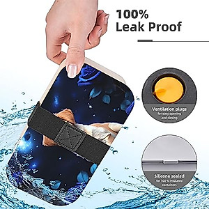 Puppy Blue Rose Adult Lunch Box, Bento Box, With Cutlery Set Of 3, 2 Compartments, Rectangular, Lunch Box For Adults