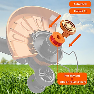 Eyoloty WA0010 String Trimmer Line 10ft 0.065”for Worx WG154 WG163 WG160 WG180 WG175 WG155 WG151 Weed Wacker Eater String with WA0653 GT Spool Cover 50006531 (10Spool + 2Cap)