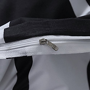 Chesterch Prevoster Microfiber Duvet Cover Set Black White Bedding Zebra Pattern,3 Piece,Stripe Comforter Cover and 2 Pillowcases,Full Queen Size