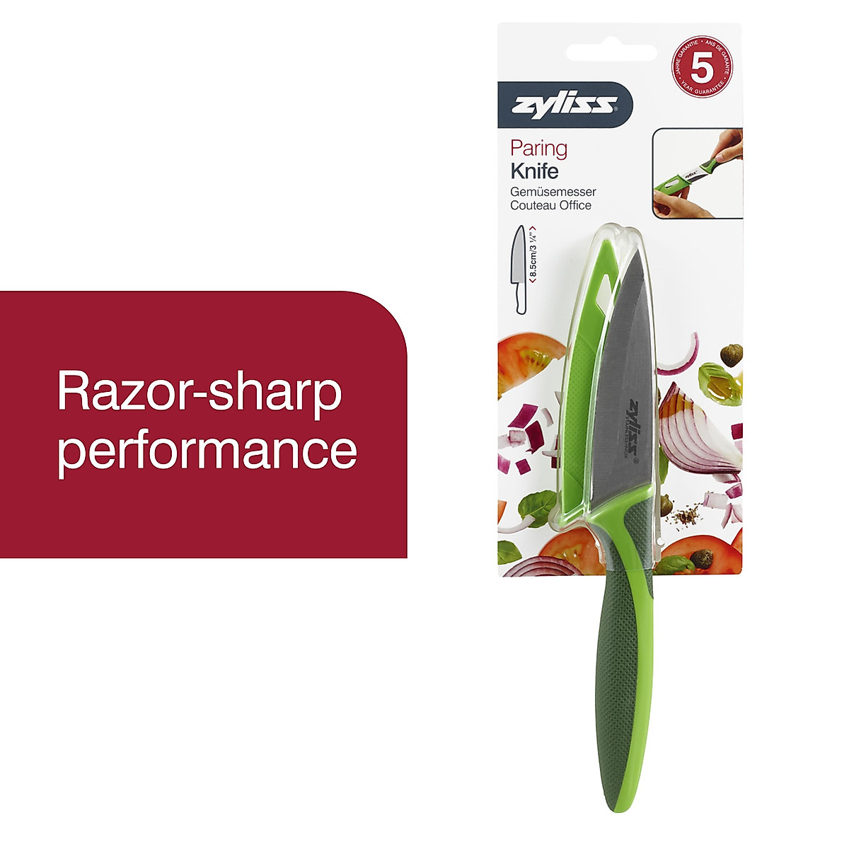 Zyliss Utility Kitchen Knives with Sheath Covers - Dishwasher Safe - Stainless Steel Kitchen Knives Perfect for Cutting Meat, Vegetables & Fruit - 2 Piece 3.25" Paring Set