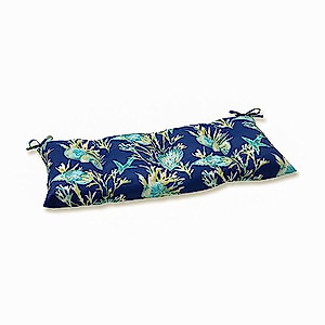 Pillow Perfect Outdoor/Indoor Daytrip Pacific Tufted Bench/Swing Cushion, 44" x 18.5", Blue