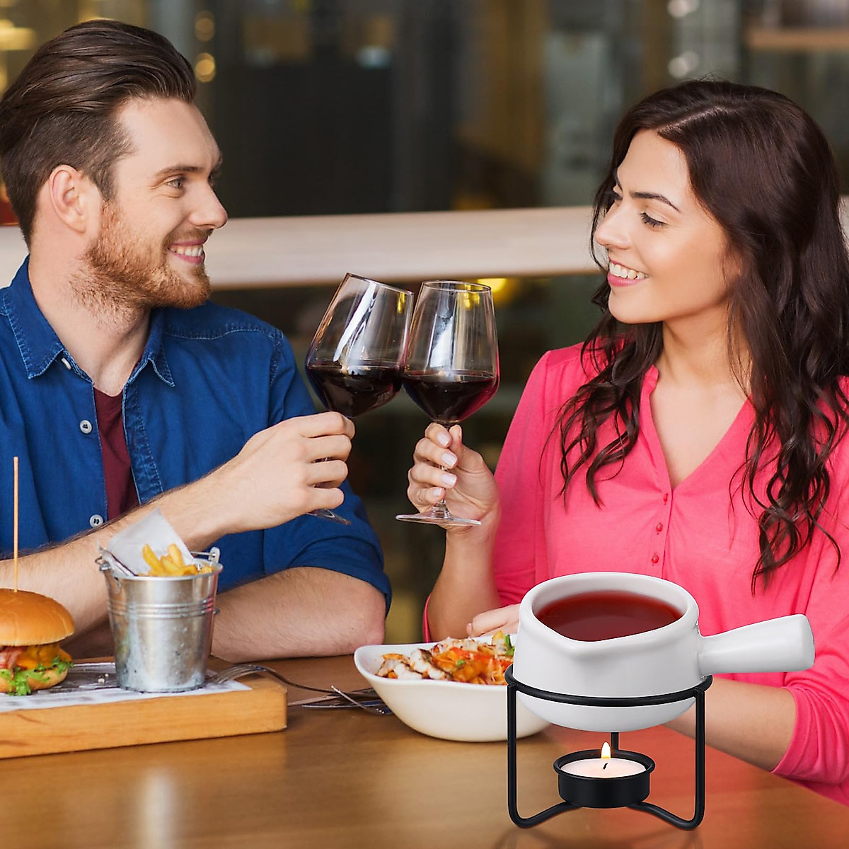 Yungyan 35 Pcs Butter Warmers for Seafood 5 Pcs Ceramic Cheese Warmer Mini Simmer Pot with 25 Pcs Tealight Candles and 5 Pcs Stand for Sauce Melting Chocolate Cheese Dishwasher Microwave Oven Safe