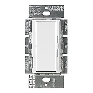 Lutron Single Pole/3 Way 500W Incand./Halogen/250W CFL and LED Dimmer Diva DVRP-253P-WH, White