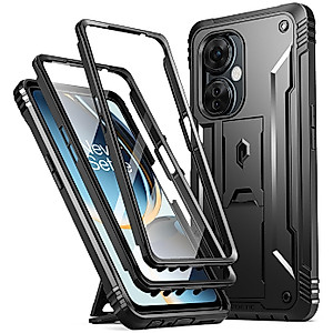 Poetic Revolution Case for OnePlus Nord N30 5G, [20FT Mil-Grade Drop Tested], Full-Body Rugged Dual-Layer Shockproof Protective Cover with Kickstand and Built-in-Screen Protector, Black
