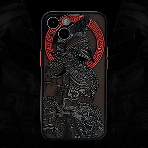 Cool Gladiator Phone Case with 3D Embossed Compatible for iPhone 13 Mini Clear Frosted Trendy Phone Case