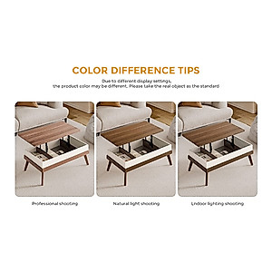 Bidiso Lift Top Coffee Table, Easy-to-Assembly Center Table with Hidden Storage Compartment, Modern Lift Tabletop Dining Table for Living Room Reception/Home Office, Walnut