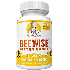 Dr. Danielle's Bee Wise - Bee Pollen Supplement - Bee Well with Royal Jelly, Propolis, Beepollen in 4 Daily Bee Pollen Capsules