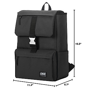 ECHSRT Laptop Backpack Water Resistant Casual Weekend Daypack, College School Wide Open Bag Fits 15.6 Inch Computer & Tablet, Bookbag for Women Men, Black