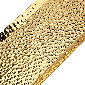 Serving Platter, Elegant Pastry Serving Tray Hammered Dishwasher Safe for Restaurant (Gold)