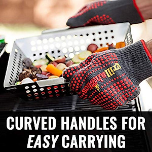 Grillaholics Heavy Duty Grill Basket - Large Grilling Basket for More Vegetables - Stainless Steel Grilling Accessories Built to Last - Perfect Vegetable Grill Basket for All Grills and Veggies