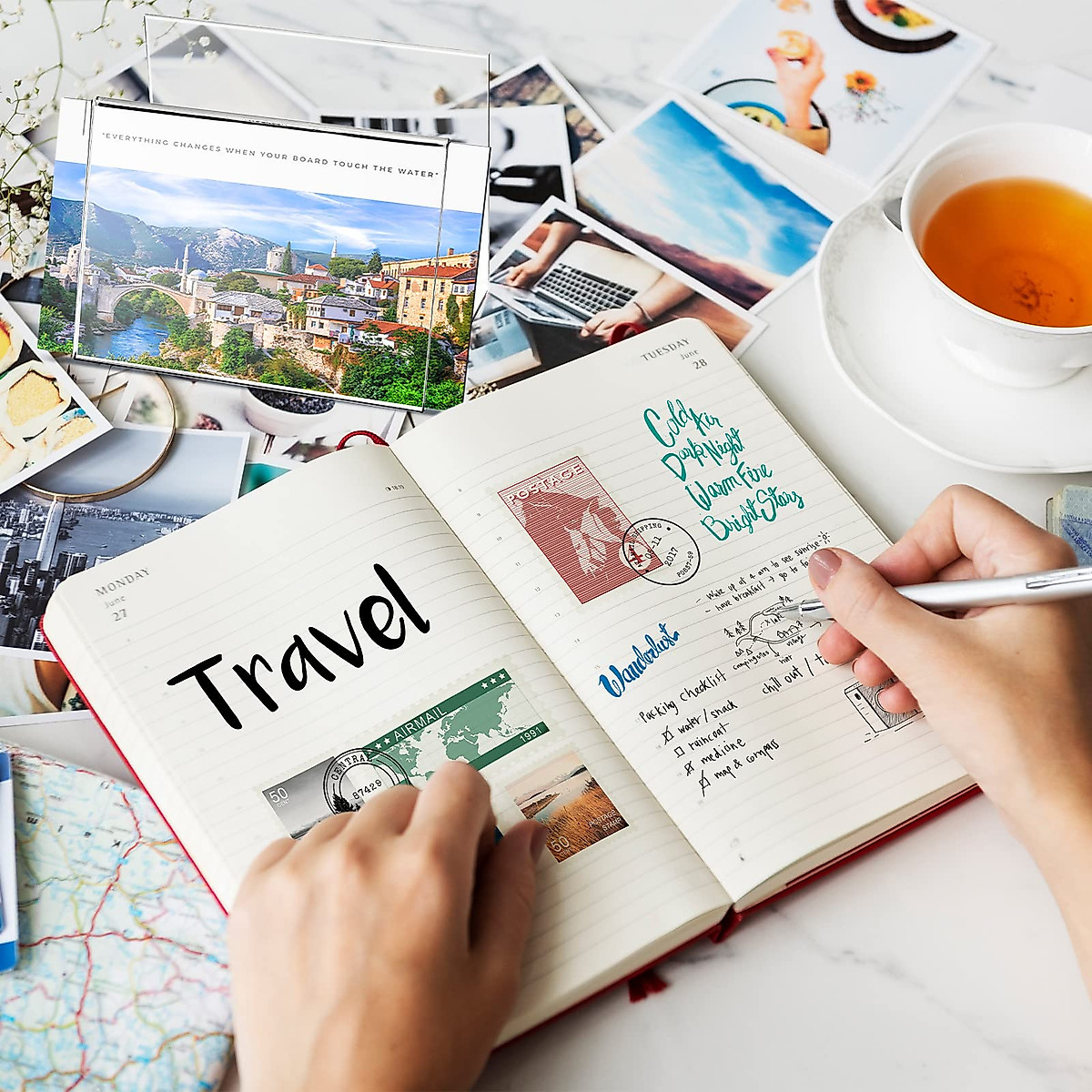 Clear Acrylic Postcard Holder Greeting Card Display Clear Business Card Stand Rack for Index Card Organizer Desk Table Home Office, 6 x 4.25 x 4.5 Inches(6 Pcs)