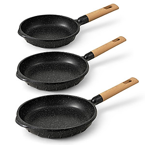 COOKLOVER Nonstick Frying Pan 100% PFOA Free Cookware Induction Skillet Fry Pan Set Pack -3-7.9 Inch & 9.5 Inch &11 Inch Black