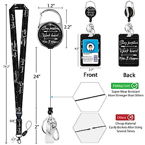 ID Badge Holder with Breakaway Lanyard, Inspirational Quote Lanyards for ID Badges Ajustable, Positive Retractable Badge Reel Heavy Duty, Teacher Nurse Work Office Gifts